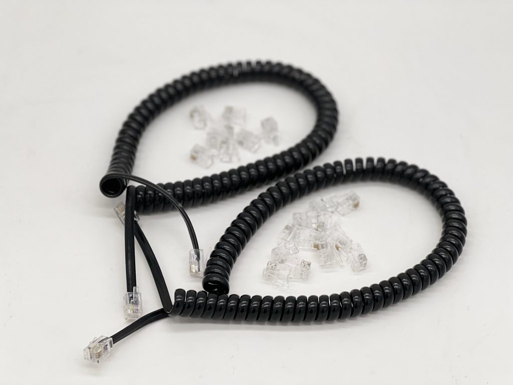 Telephone Curly Spring Coiled Cable With RJ10 (4P4C)