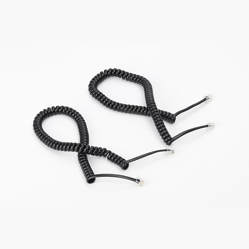 Telephone Curly Spring Coiled Cable With RJ10 (4P4C)